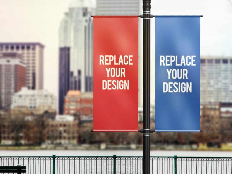 Lamp Post Banner Mockup - Mockup Love
