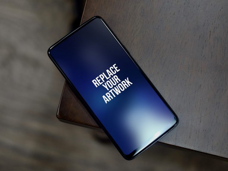 Full Display Mobile on Desk Mockup - Mockup Love