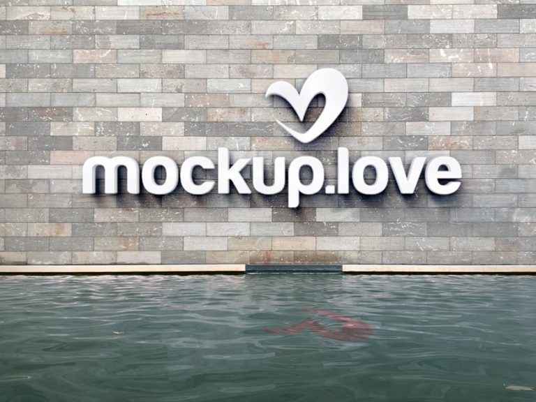 3D Logo on Wall Mockup - Mockup Love