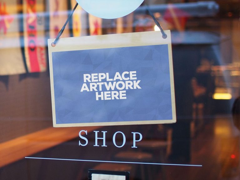 Hanging Shop Door Sign Mockup - Mockup Love