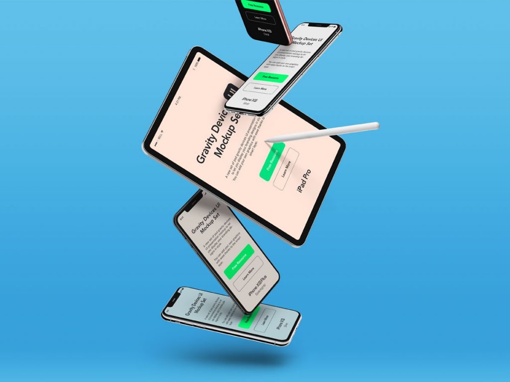 Floating iPad and iPhone Devices Mockup - Mockup Love