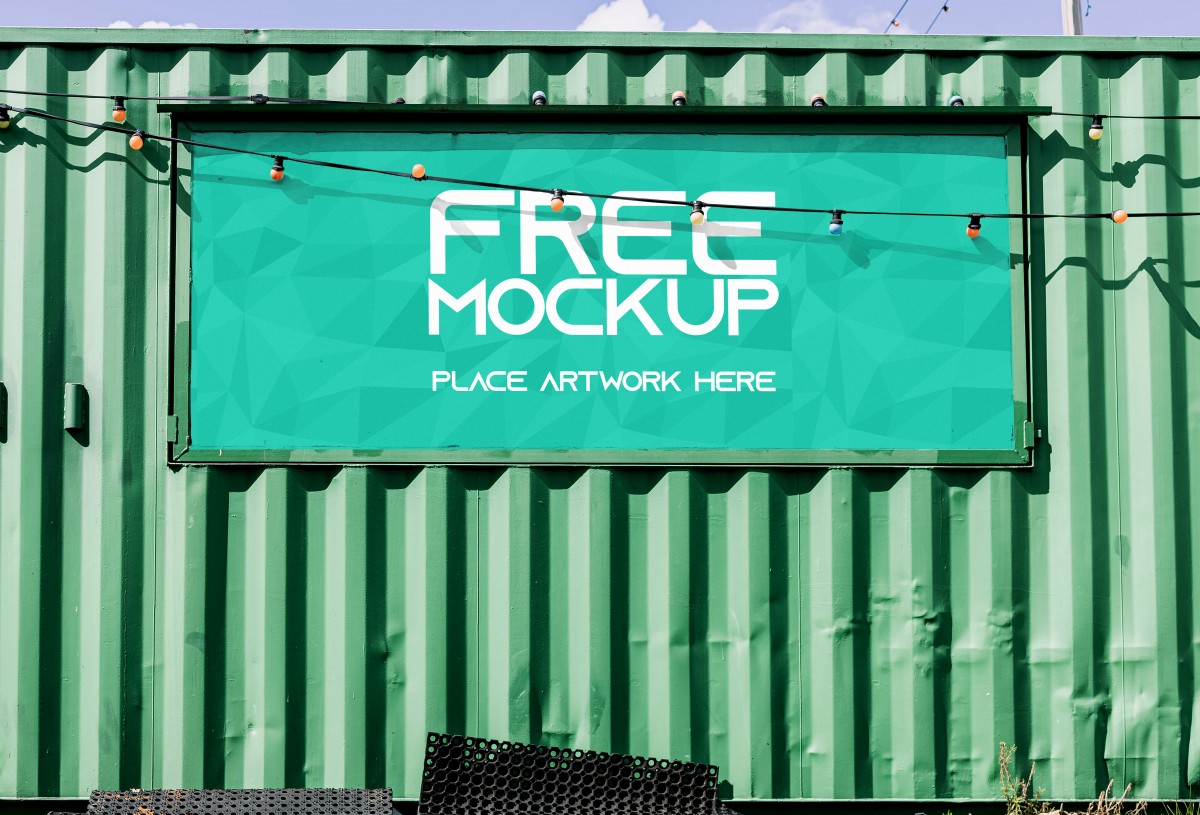 Container box poster mockup - Mockup Love