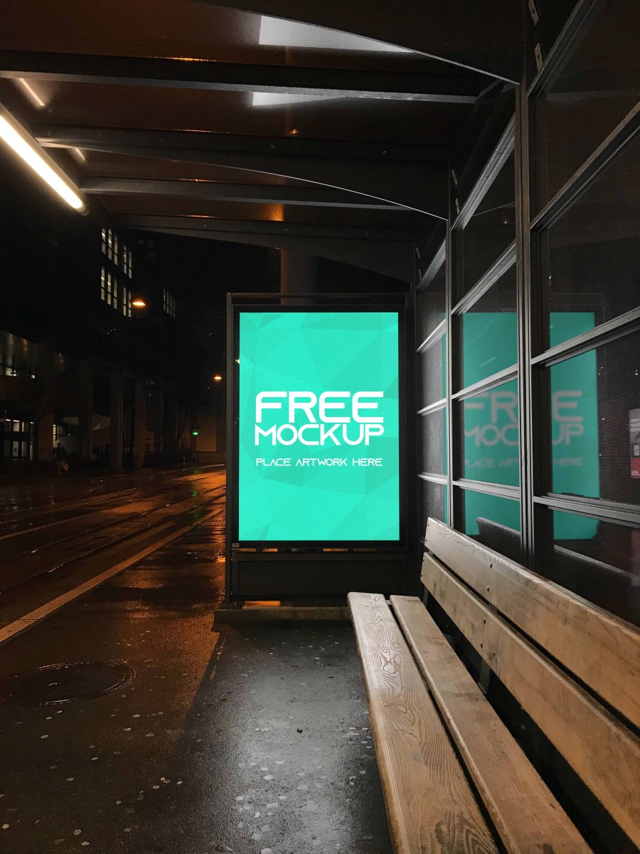 Night bus stand poster mockup - Mockup Love
