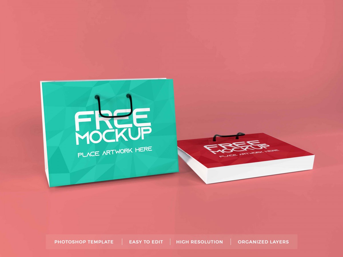 Shopping bag plain background mockup - Mockup Love